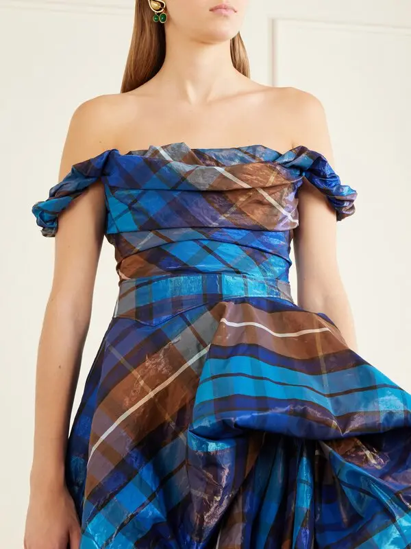 VIVIENNE WESTWOOD Asymmetric Checked Organza-cloqué Gown