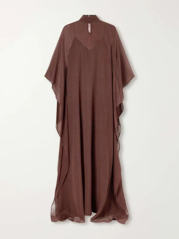 TALLER MARMO Muscat Lurex Fil Coupé Silk-blend Chiffon Gown - Brown