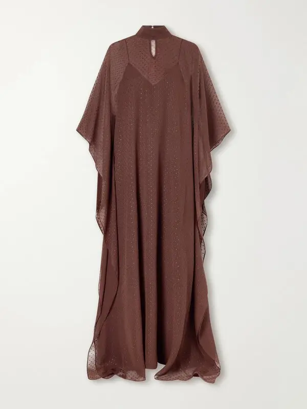 TALLER MARMO Muscat Lurex Fil Coupé Silk-blend Chiffon Gown - Brown
