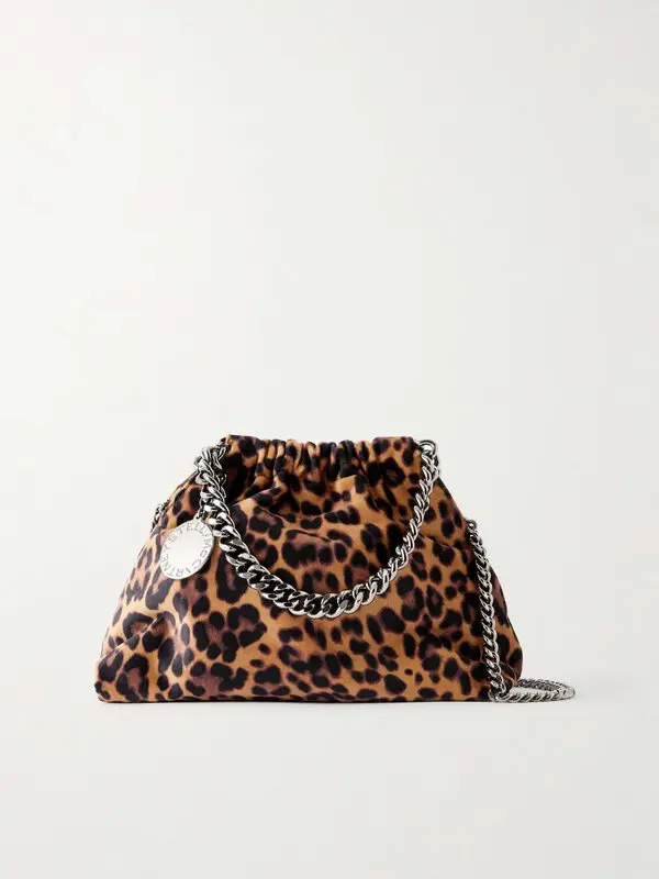 Stella McCartney Falabella Mini Leopard-print Velvet Drawstring Bag - Leopard Print