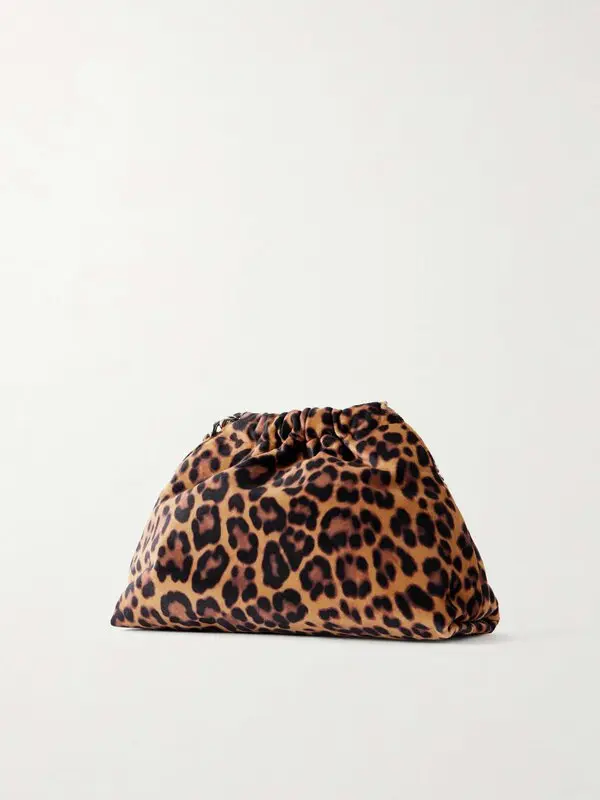 Stella McCartney Falabella Mini Leopard-print Velvet Drawstring Bag