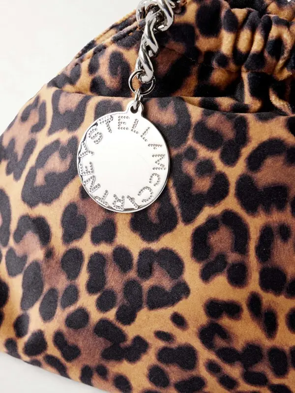 Stella McCartney Falabella Mini Leopard-print Velvet Drawstring Bag