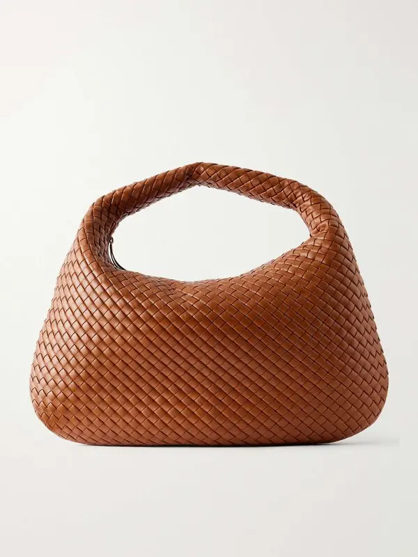 Bottega Veneta Maxi Veneta Intrecciato Leather Shoulder Bag - Brown