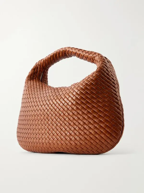 Bottega Veneta Maxi Veneta Intrecciato Leather Shoulder Bag - Brown