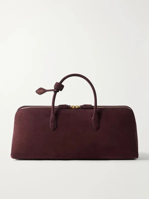 Alaïa Delta Medium Suede Tote - Burgundy
