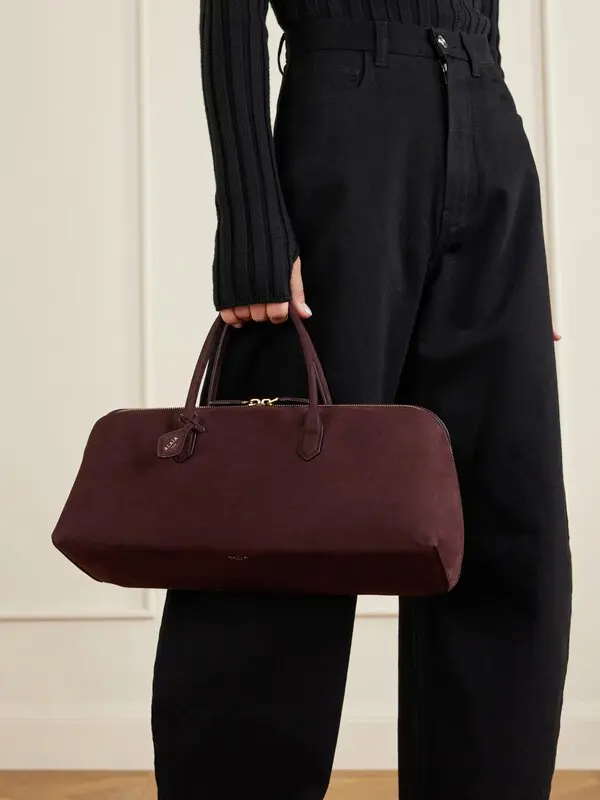 Alaïa Delta Medium Suede Tote - Burgundy