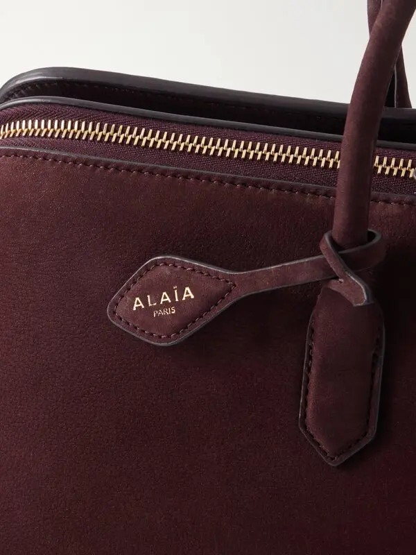 Alaïa Delta Medium Suede Tote - Burgundy