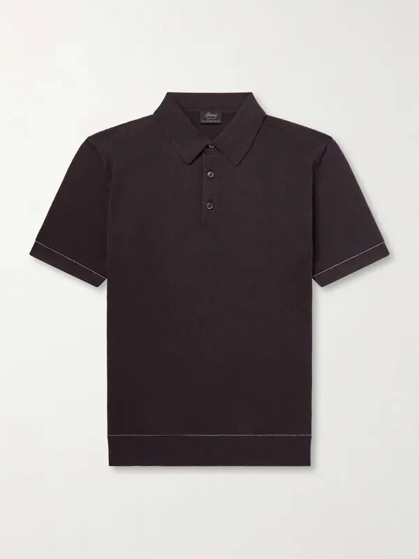 Brioni Cotton-piqué Polo Shirt - Brown