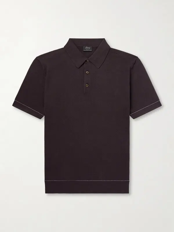 Brioni Cotton-piqué Polo Shirt - Brown