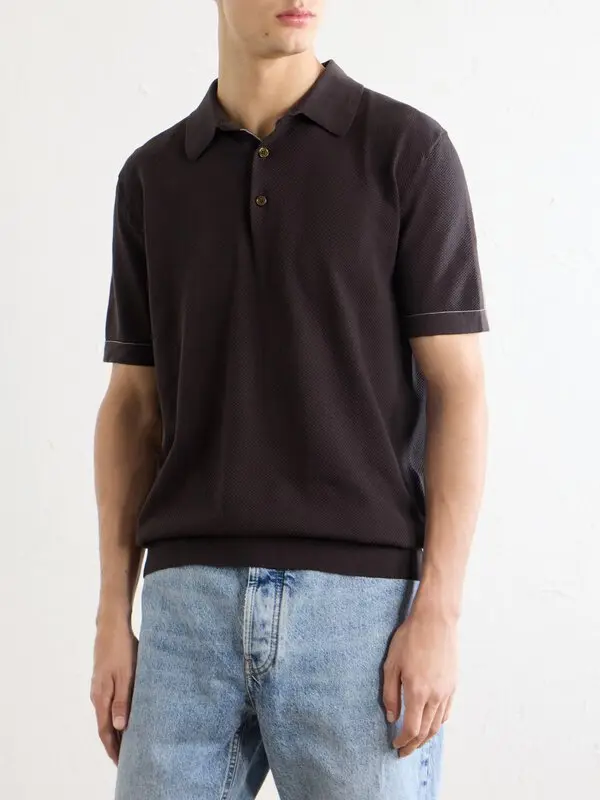 Brioni Cotton-piqué Polo Shirt - Brown
