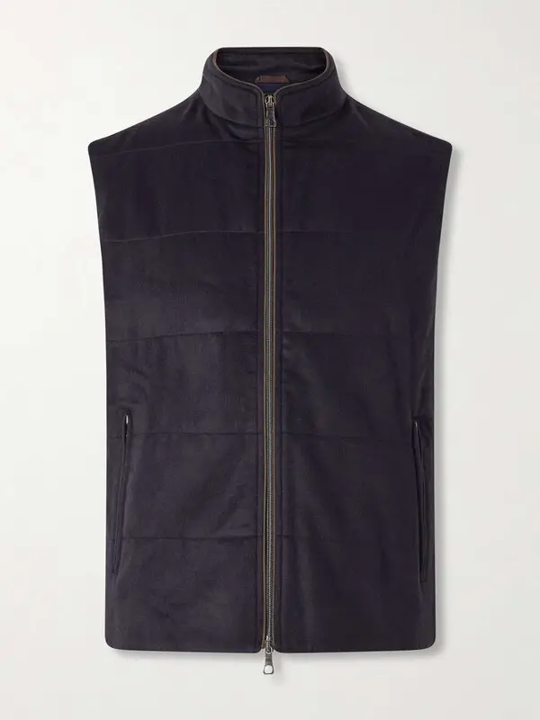 N.peal Belgravia Cotton-trimmed Cashmere Vest - Navy