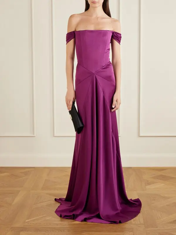 Alex Perry Satin Off-the-shoulder Gown