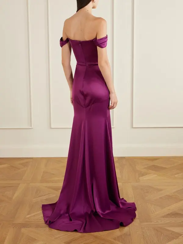Alex Perry Satin Off-the-shoulder Gown