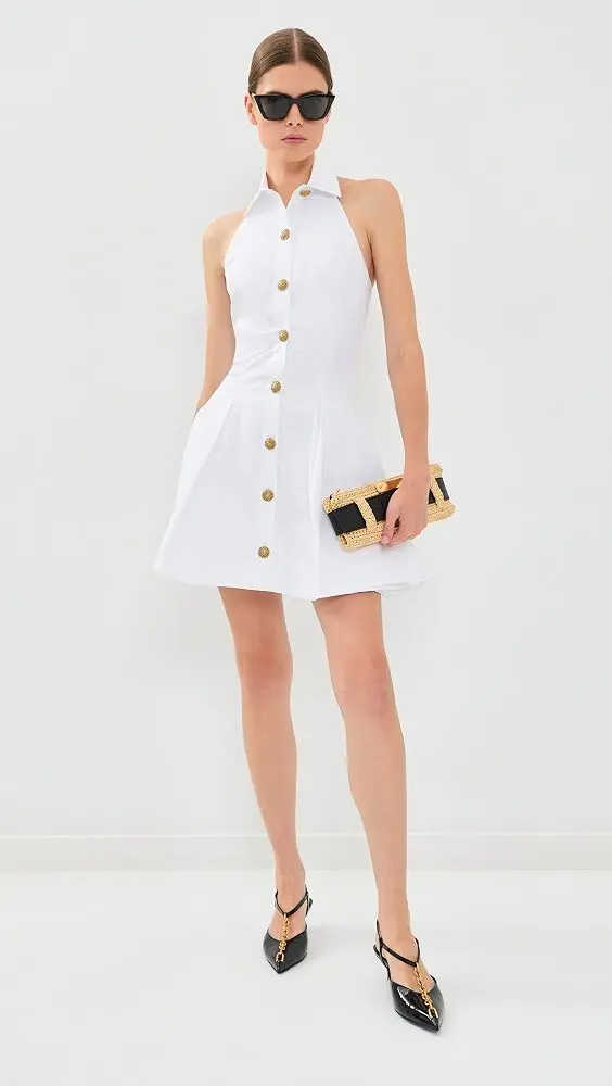 Balmain Buttoned Poplin Mini Dress