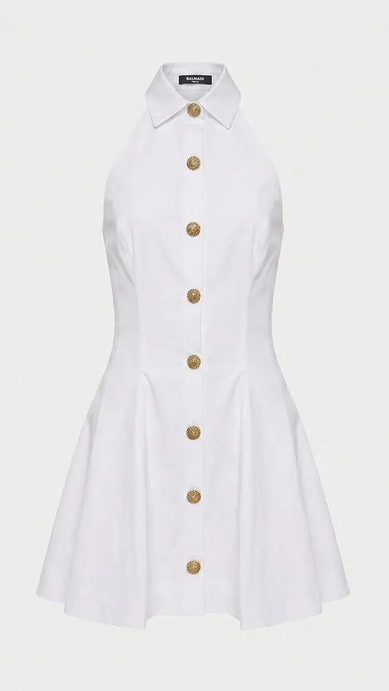 Balmain Buttoned Poplin Mini Dress