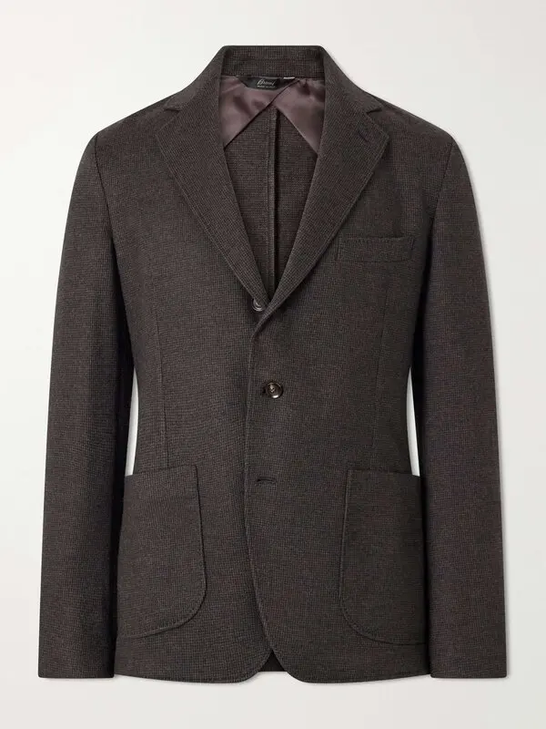 Brioni Houndstooth Cashmere Blazer - Brown