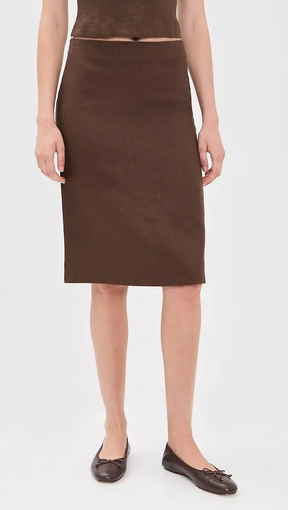 REFORMATION Fleur Linen Skirt - Pinecone