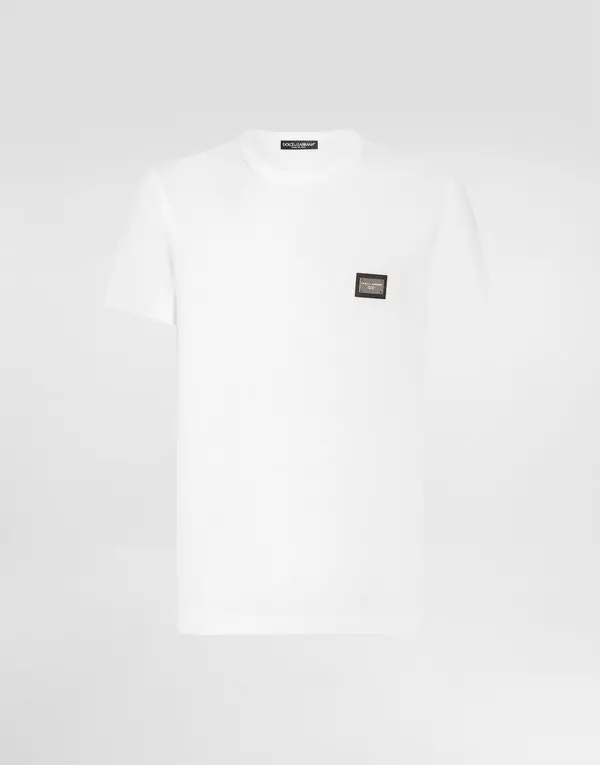Dolce & Gabbana Cotton T-shirt With Branded Tag - White