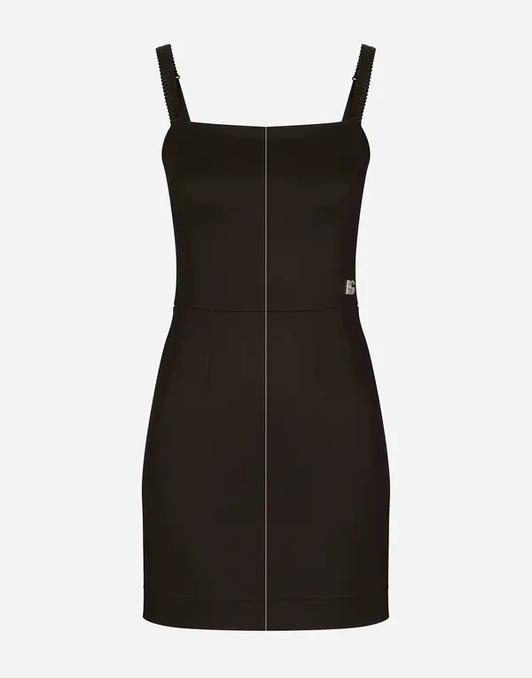 Dolce & Gabbana Short Milano Rib Dress With Dg Logo - Black