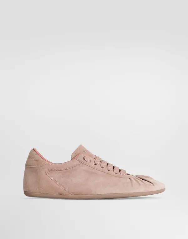 Dolce & Gabbana Soft Ballet Sneakers In Split Calfskin - Pink
