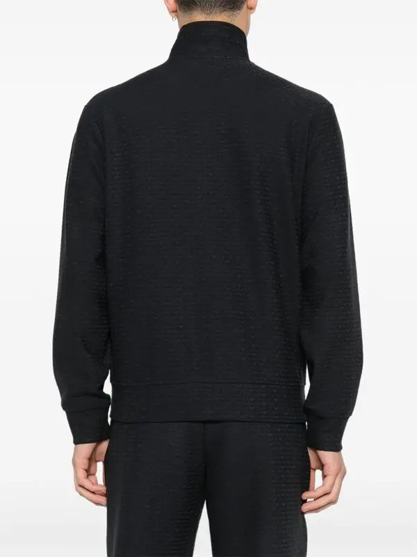 Emporio Armani Cotton Blend Zipped Sweatshirt With Textured Finish