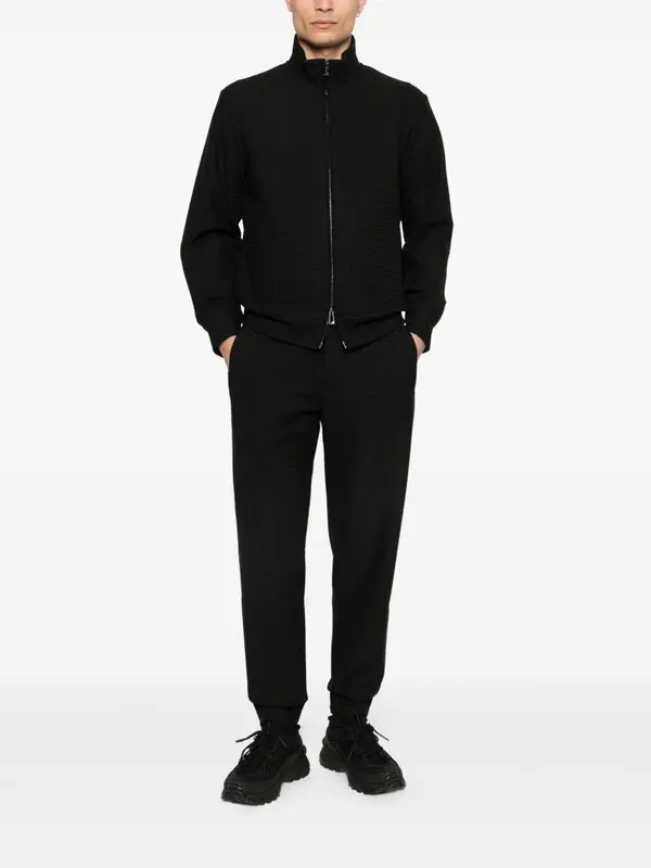 Emporio Armani Allover Logo Textured Full-zip Sweatshirt