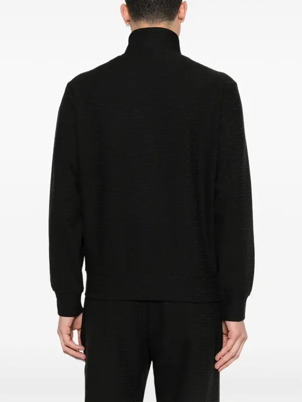 Emporio Armani Allover Logo Textured Full-zip Sweatshirt