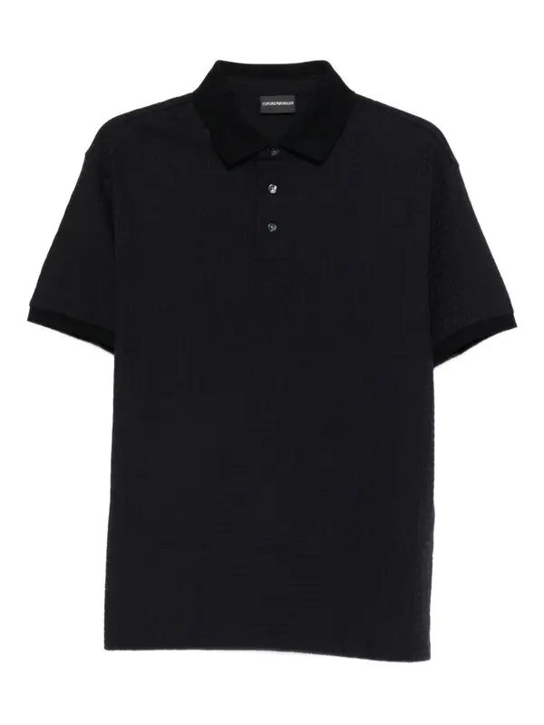 Emporio Armani Logo Cotton Polo Shirt - Blue