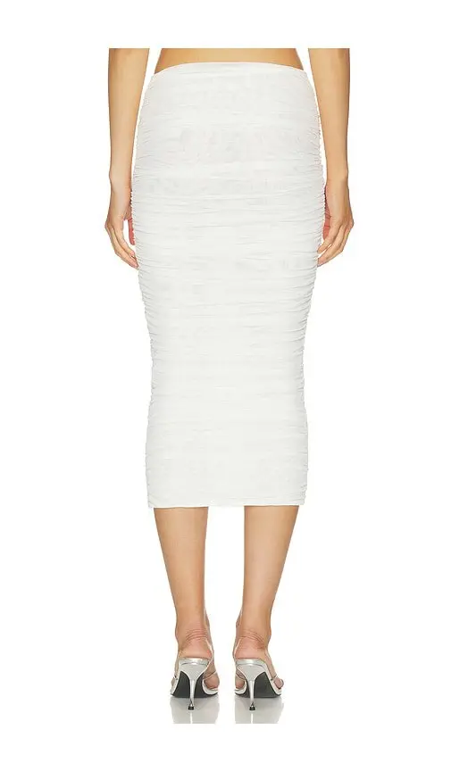 SEROYA Pia Mesh Midi Skirt In Ivory