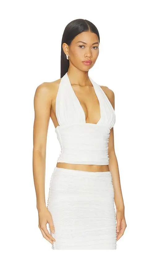 SEROYA Bimini Mesh Halter Top In Ivory