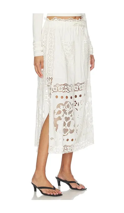 Sea Gardener Embroided Skirt - Cream