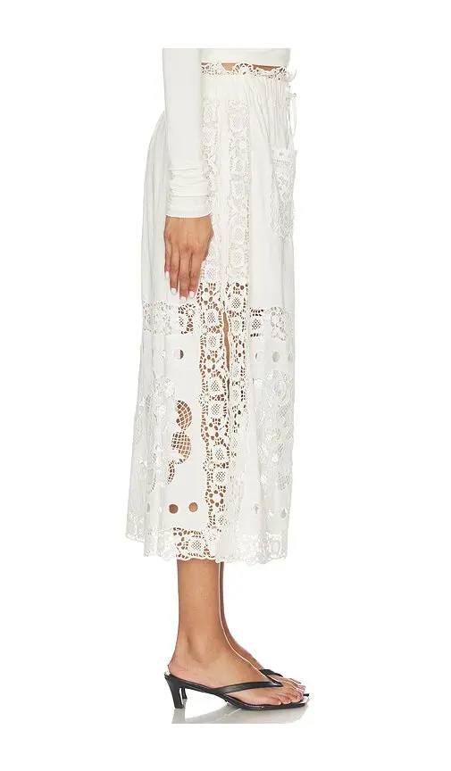Sea Gardener Embroidered Midi Skirt