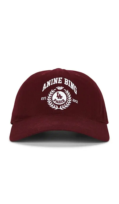 ANINE BING Jeremy Baseball Collegiate Cap In Burgundy - Fig