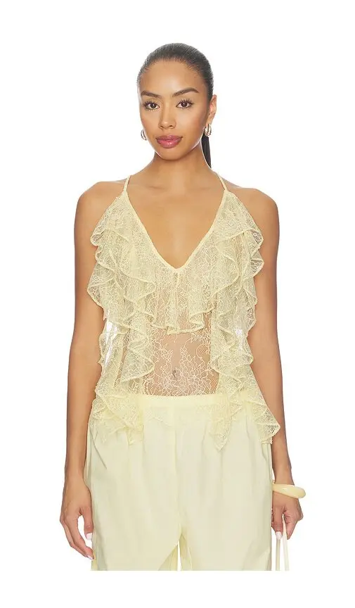 Tularosa Salone Lace Top With Ruffled Trim