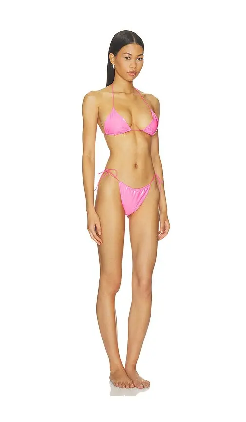 NARANJA FURCADO Latex Splash Barbie Triangle Bikini Set