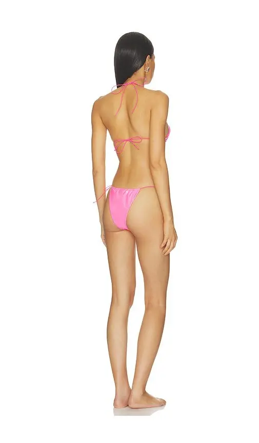 NARANJA FURCADO Latex Splash Barbie Triangle Bikini Set