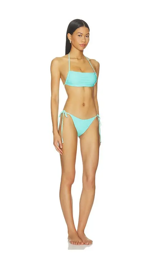 NARANJA FURCADO Latex Tube Halter Bikini Set