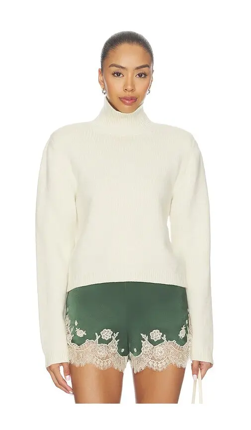 RÓHE Statement Shoulder Cropped Turtleneck Sweater - Cream