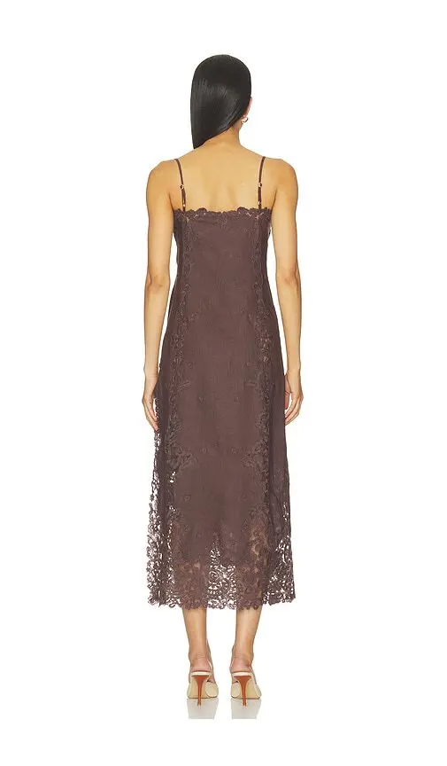 Cult Gaia Brendana Lace Trim Linen Dress