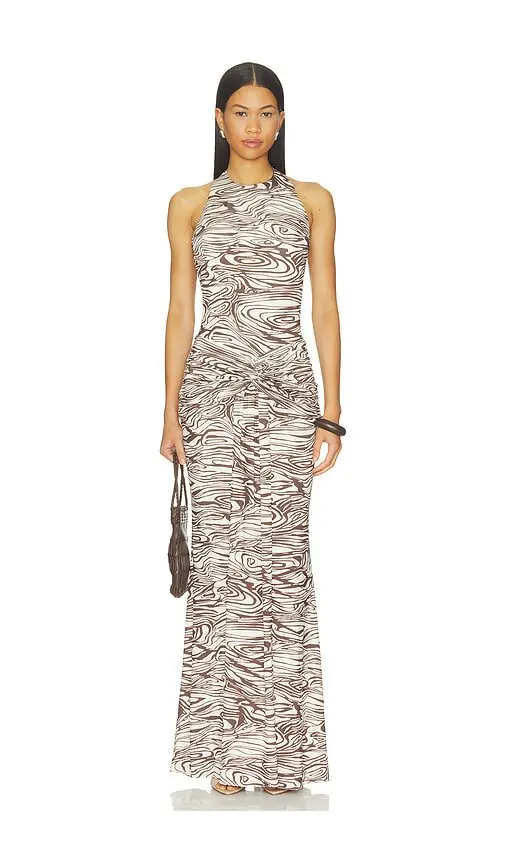 Amanda Uprichard Halterneck Maxi Dress - Aurora Print