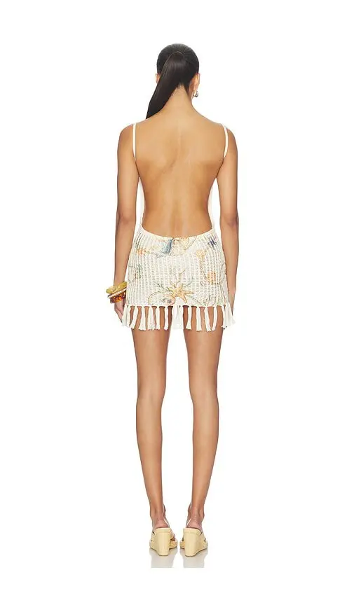 Tularosa Open Knit Fringe Mini Dress