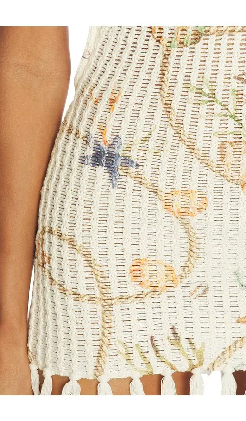 Tularosa Open Knit Fringe Mini Dress