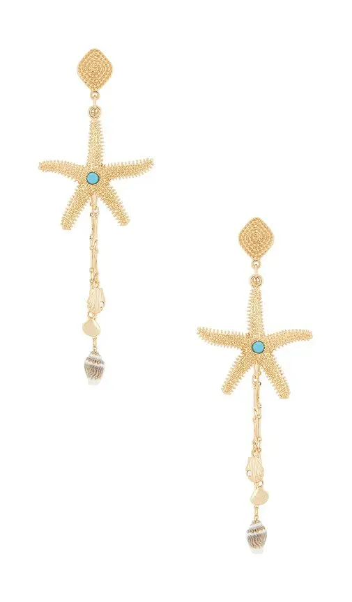 Ettika Starfish Seeker Drop Earrings In Metallic - Gold