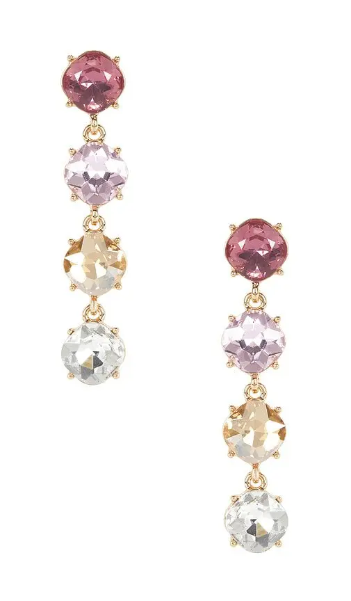 Ettika Four The Money Earrings In Pink - Pink Crystal