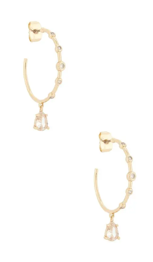 Ettika Delicate Crystal Charm Hoop Earrings In Metallic Gold - Clear Crystals