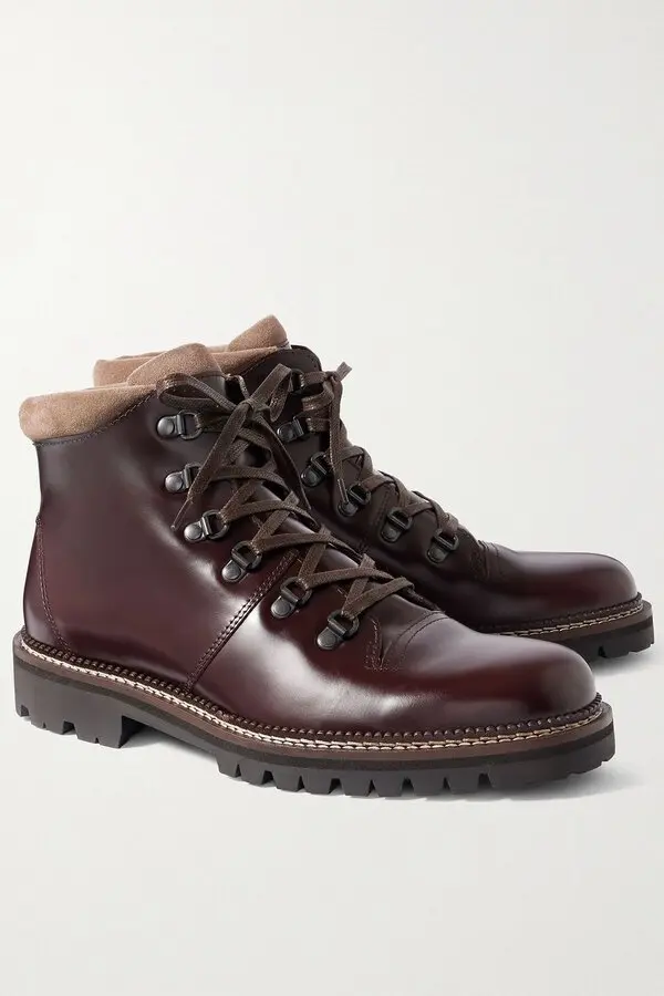 Mr P. Jacques Suedetrimmed Glossedleather Boots