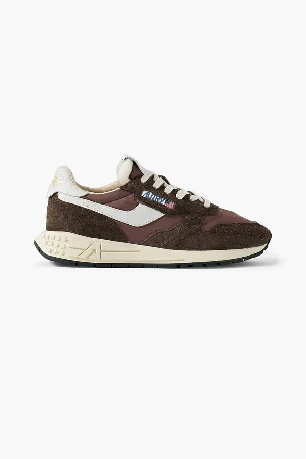 AUTRY Reelwind Low Leathertrimmed Suede And Shell Sneakers - Brown