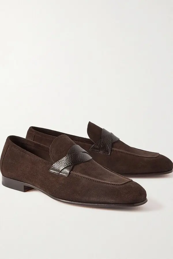 TOM FORD Sean Textured Leathertrimmed Suede Loafers