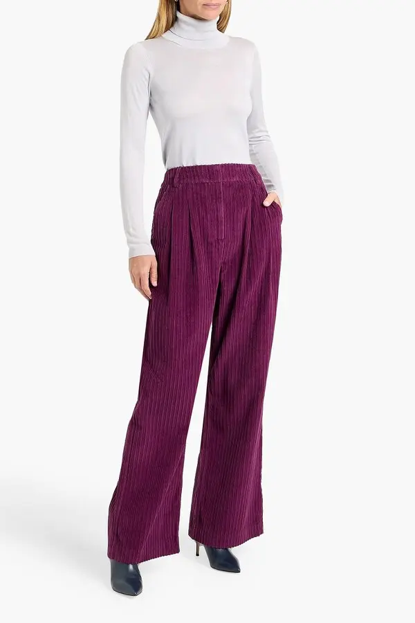 Farm Rio Pleated Corduroy Wide-leg Pants