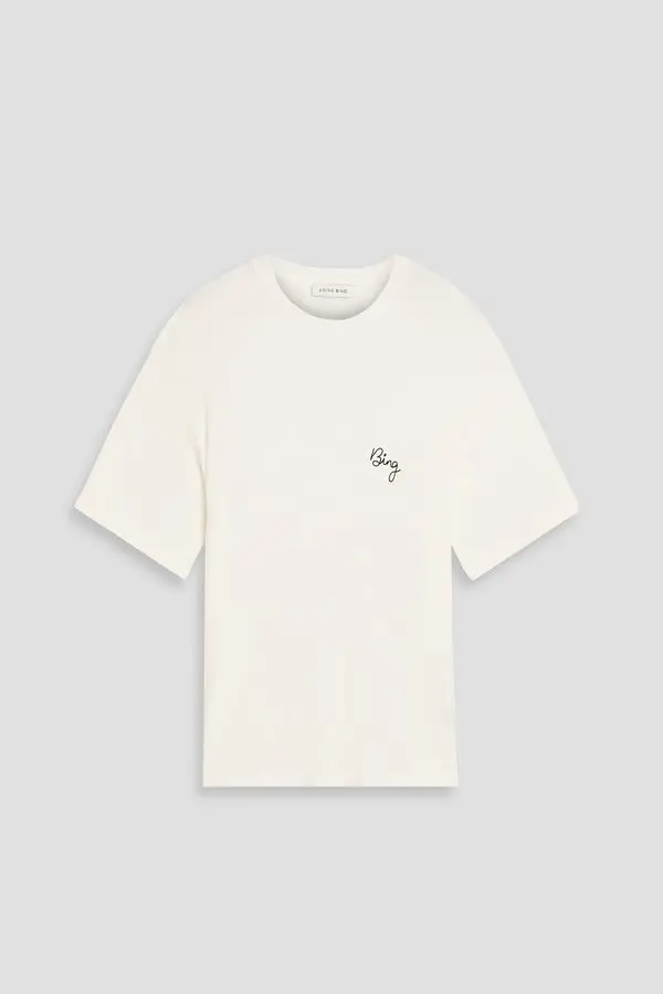 ANINE BING Louis Embroidered Stretchknit Top - Ivory